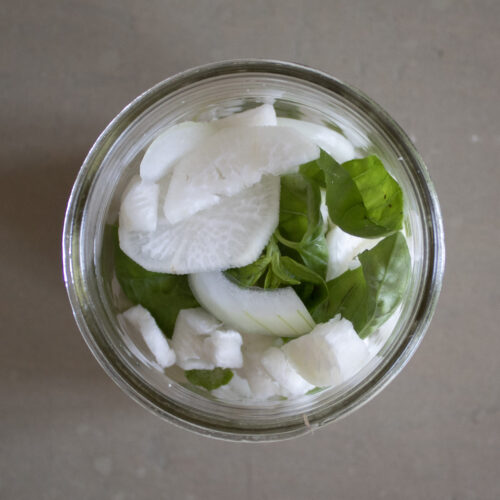 White Daikon Radish Quick Pickle Infused with Basil and Lime - The ...