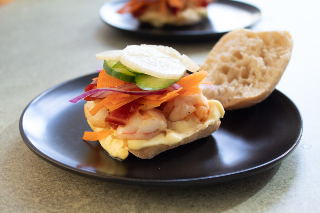 Coconut Shrimp Sandwich with Pickled Vegetables - The Sifted Field
